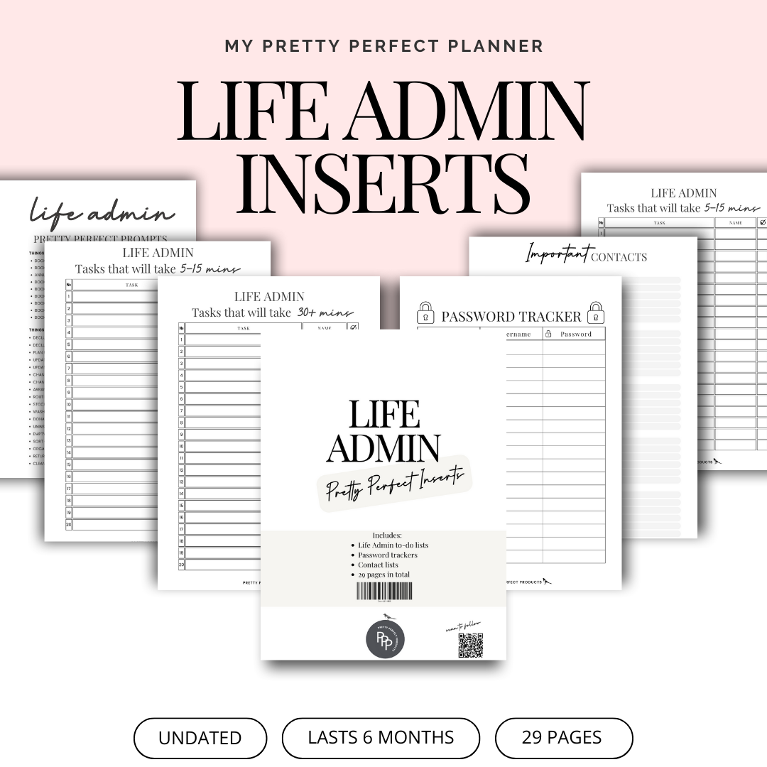 LIFE ADMIN INSERTS PACK – Pretty Perfect Products