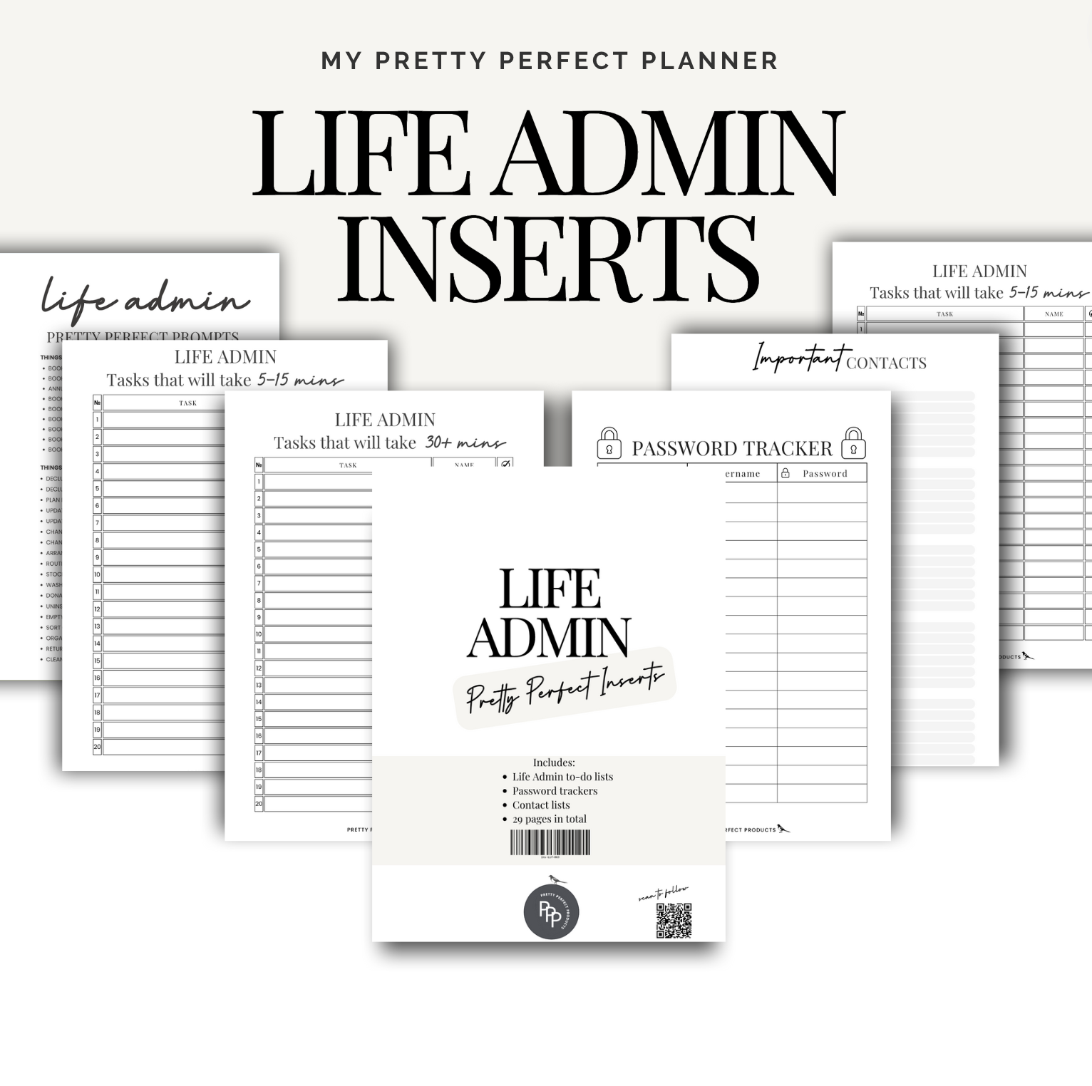 LIFE ADMIN INSERTS – Pretty Perfect Products