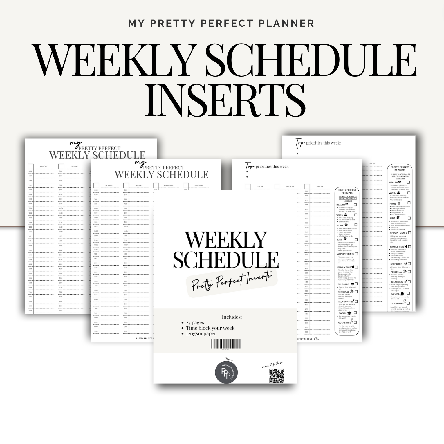 WEEKLY SCHEDULE INSERTS – Pretty Perfect Products