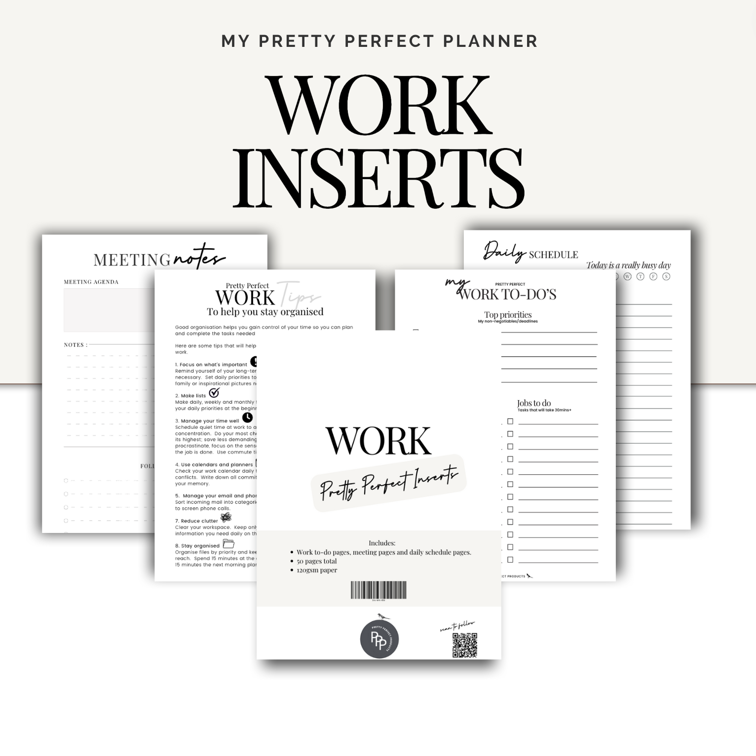 WORK INSERTS – Pretty Perfect Products