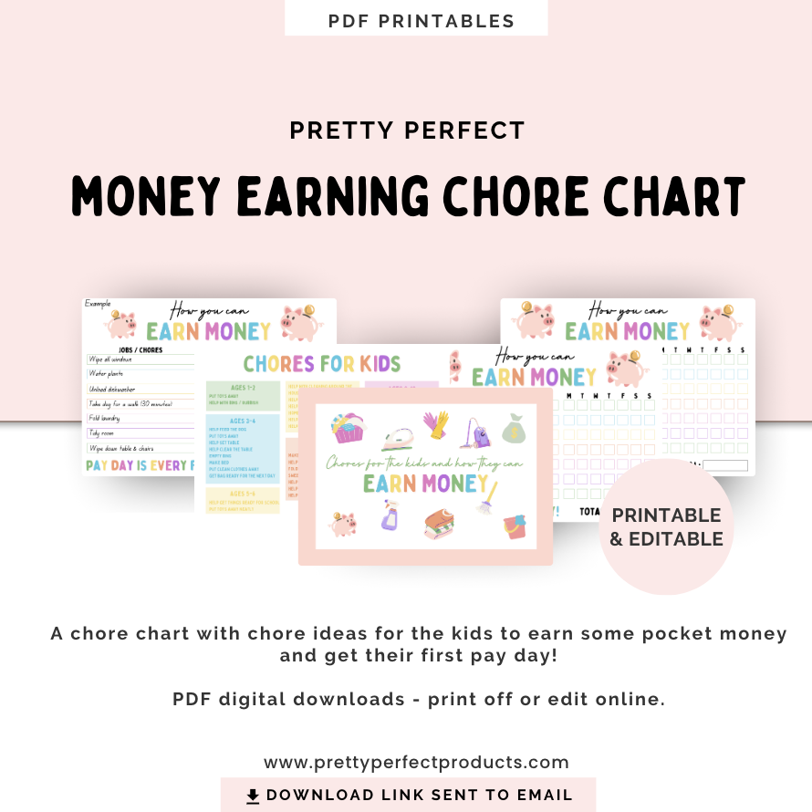 KIDS MONEY EARNING CHORE CHART (Digital) – Pretty Perfect Products